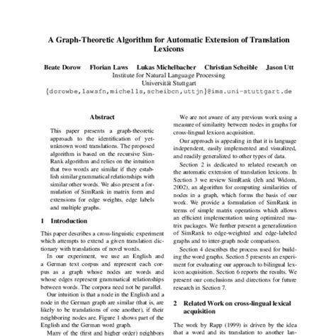 A Graph Theoretic Algorithm For Automatic Extension Of Translation