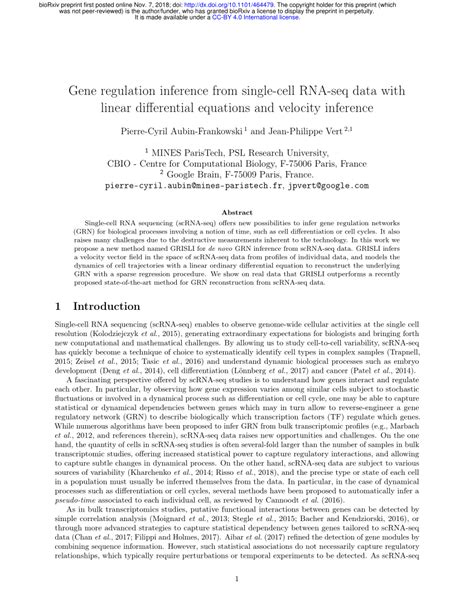 Pdf Gene Regulation Inference From Single Cell Rna Seq Data With Linear Differential Equations