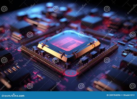 Electronic Circuit Board With Processor Stock Illustration