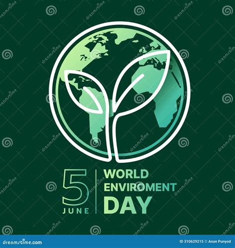 World Enviroment Day White Line Leaf With Circle Curve Around On
