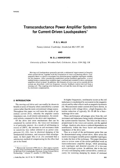 PDF Transconductance Power Amplifier Systems For Current Driven Loudspeakers