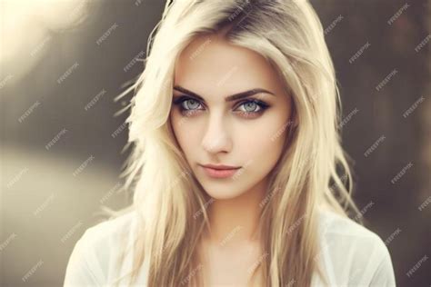 Premium Ai Image A Woman With Long Blonde Hair And A Blue Eye