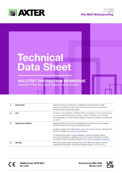 Wilotekt Protection Membrane Technical Data Sheet Axter Ltd Nbs Source