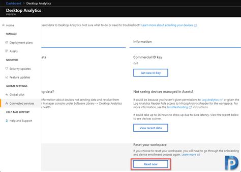 how to reset desktop analytics workspace