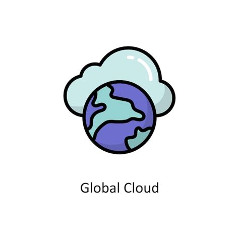Premium Vector Global Cloud Vector Filled Outline Icon Design