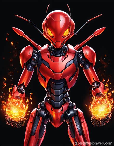 Red Ant Robot In A Black Background Stable Diffusion Online
