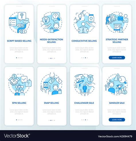 Sell Strategies And Techniques Blue Onboarding Vector Image
