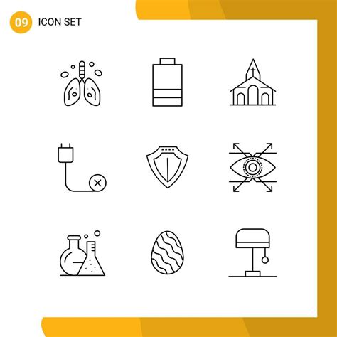 User Interface Pack Of 9 Basic Outlines Of Sheild Disconnected Building Devices Computers