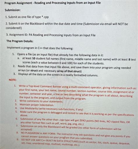 solved program assignment reading and processing inputs