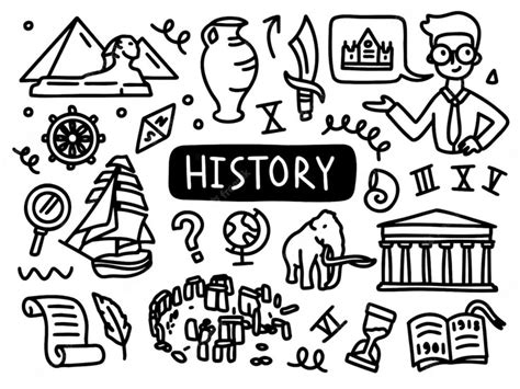 History Doodle Line Set School University