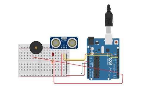 Circuit Design Sensore Di Distanza Ad Ultrasuoni Led E Bazzer Tinkercad