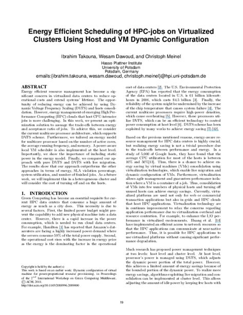 Pdf Energy Efficient Scheduling Of Hpc Jobs On Virtualize Clusters