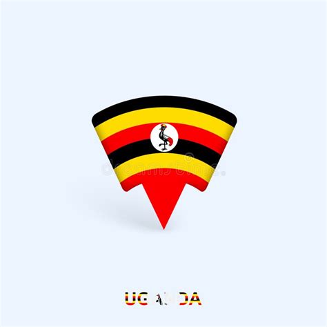 uganda flag map pointer design with shadow stock illustration
