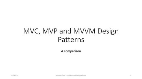 Design Pattern Mvc Mvp And Mvvm Pptx