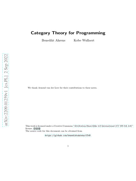 Category Theory For Programming Pdf Category Theory Mathematical Relations