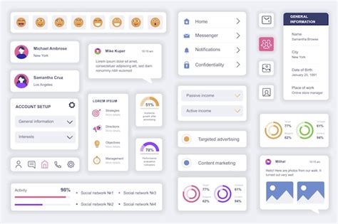 Premium Vector User Interface Elements Set For Social Media Mobile