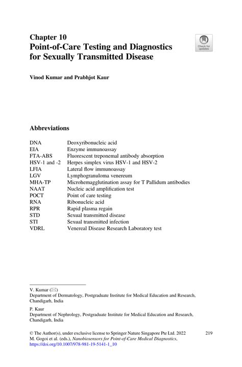 Pdf Point Of Care Testing And Diagnostics For Sexually Transmitted Disease