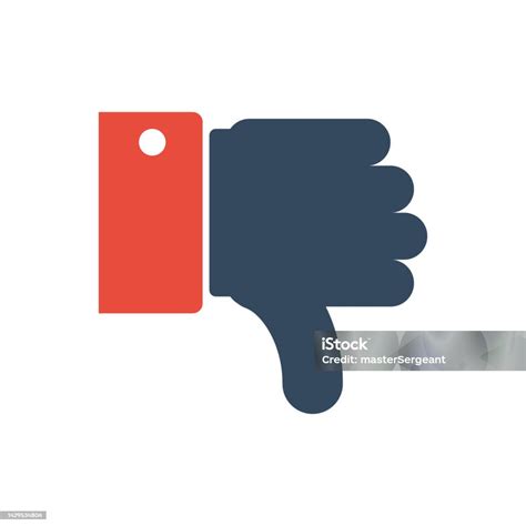 엄지 손가락 아래로 벡터 아이콘 싫어하거나 나쁜 대답 기호 부정적인 감정 픽토그램 Brand Name Online Messaging Platform에 대한 스톡 벡터 아트