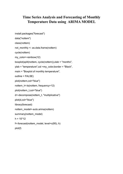 Pdf Time Series Analysis And Forecasting Of Monthly Temperature Data