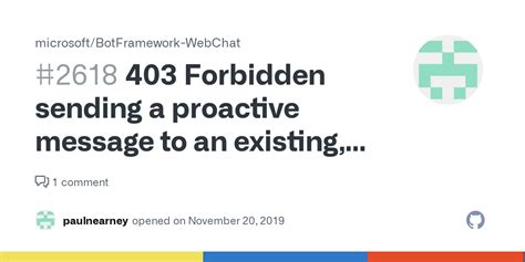 403 Forbidden Sending A Proactive Message To An Existing Active