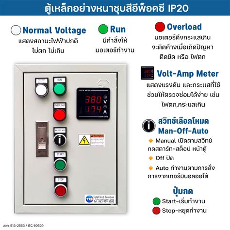 ตู้คอนโทรลมอเตอร์ 123d 380vac 3เฟส 0 5 20hp มีเฟสโพรเทคเตอร์ Tts Control