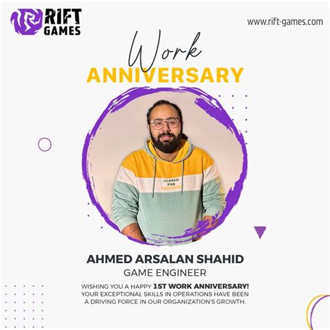 Rift Games On Linkedin Happy 1st Work Anniversary Ahmed Arsalan Shahid