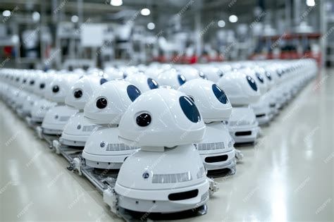 Autonomous Robotic Units On An Assembly Line Demonstrating The