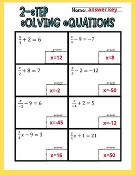 Algebra Solving 2 Step Equations With Tutorial Videos By Als Algebra Made Easy