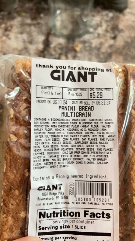 Giant Multigrain Panini Bread Fig App