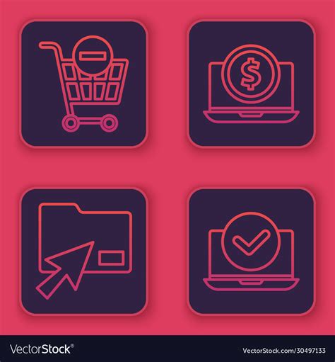 set line remove shopping cart cursor click vector image