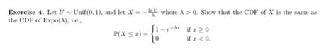 solved exercise 4 let u∼unif 0 1 and let x −λlnu where