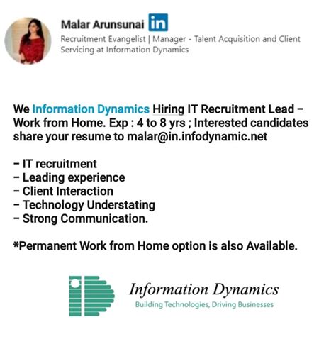 Malar Arunsunai On Linkedin Hiring Recruitment Recruiter Job Jobopening Itrecruitment