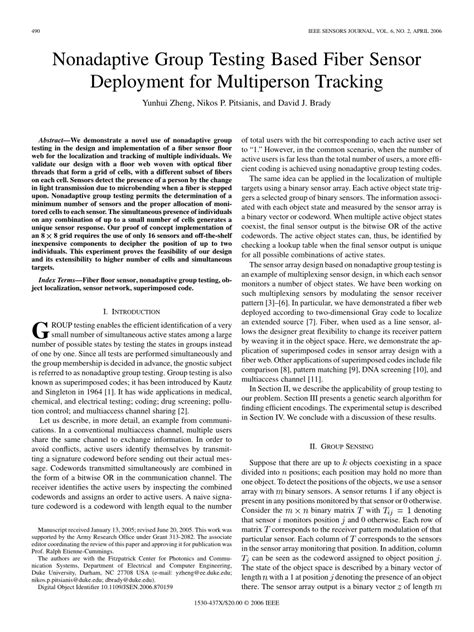Pdf Nonadaptive Group Testing Based Fiber Sensor Deployment For