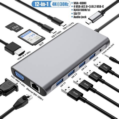 Usb разветвитель 12 в 1 Usb Hub Type C док станция Док станция для планшета ноутбука Usb док