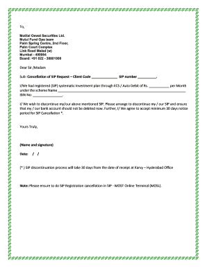 Fillable Online Sub Cancellation Of SIP Request Client Code SIP Number Fax Email Print PdfFiller