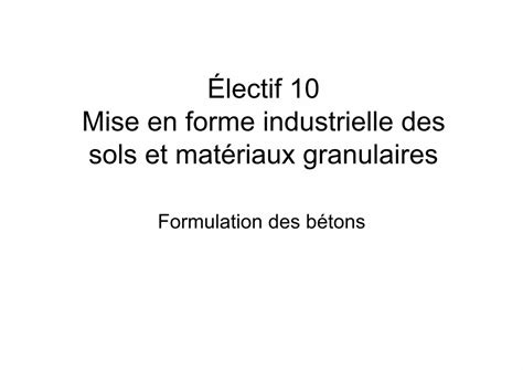 Pdf Électif 10 Mise En Forme Industrielle Des Sols Et