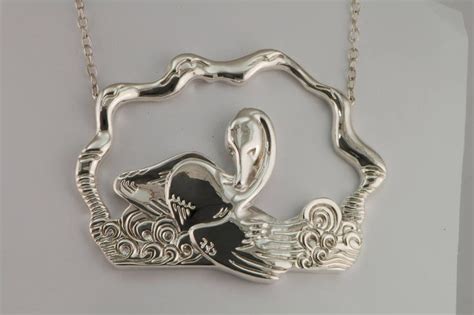 Swan Necklace Sterling Silver Swan Pendant On A Long Chain Etsy