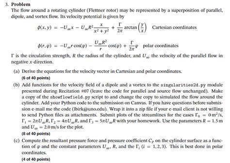 Solved 3 Problem The Flow Around A Rotating Cylinder