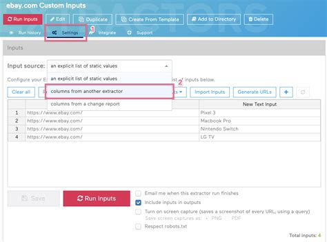 Chaining Interactive Extractors With Custom Inputs