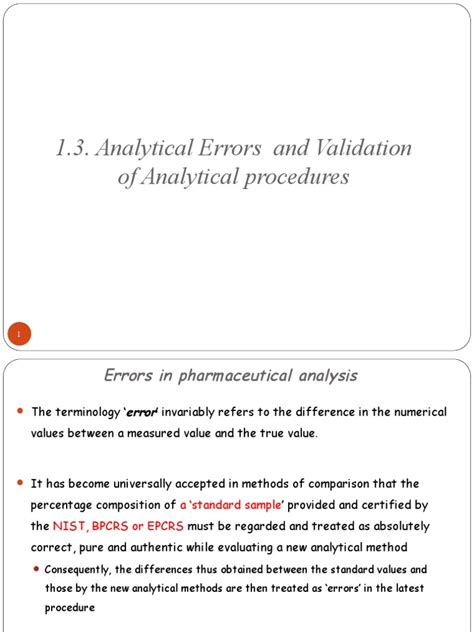 Analytical Errors And Validation Of Analytical Procedures Download Free