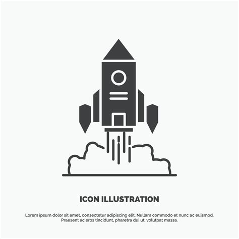 Rocket Spaceship Startup Launch Game Icon Glyph Vector Gray Symbol