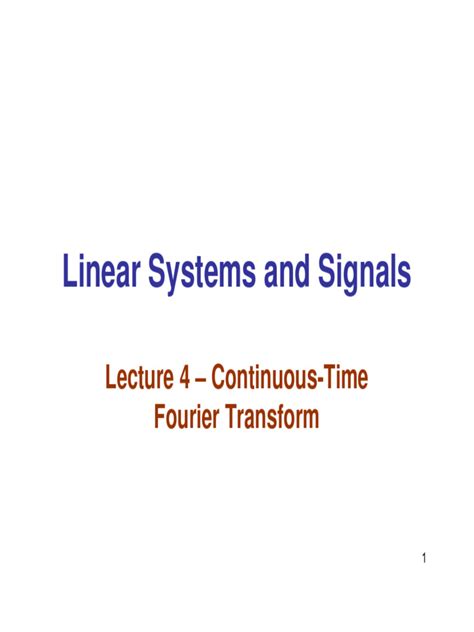 Ch 4ct Fourier Transform Pdf Fourier Transform Applied Mathematics
