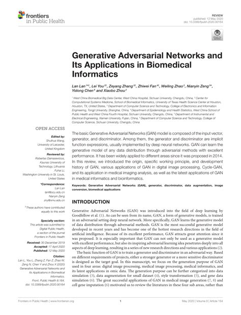 Pdf Generative Adversarial Networks And Its Applications In Biomedical Informatics