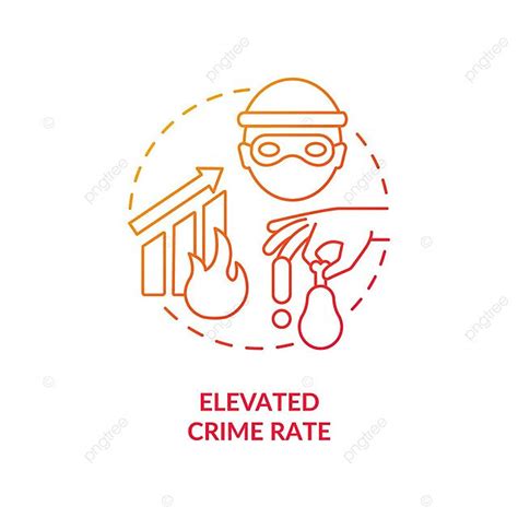 Elevated Crime Rate Red Gradient Concept Icon Line Overcrowding Growth Vector Line