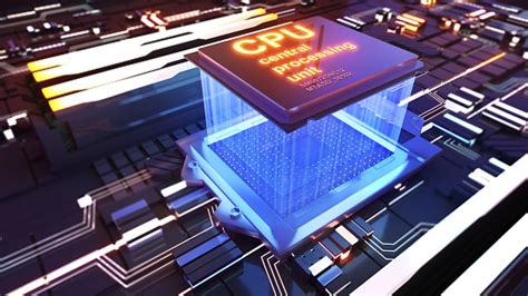 중앙 처리 장치의 이미지 작업 처리 기술 작업 장에서 컴퓨터 기술 회로 기판에 개념 Cpu 3d 렌더링 반도체에 대한 스톡 사진