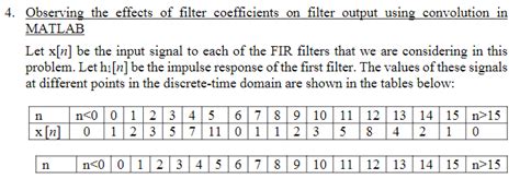 Solved Observing The Effects Of Filter Coefficients On Chegg