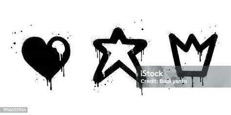 스프레이 그린 낙서 크라운 별과 하트 드립 기호 흰색 배경에 고립되어 있습니다 벡터 일러스트 레이 션 개체 그룹에 대한 스톡 벡터 아트 및 기타 이미지 Istock