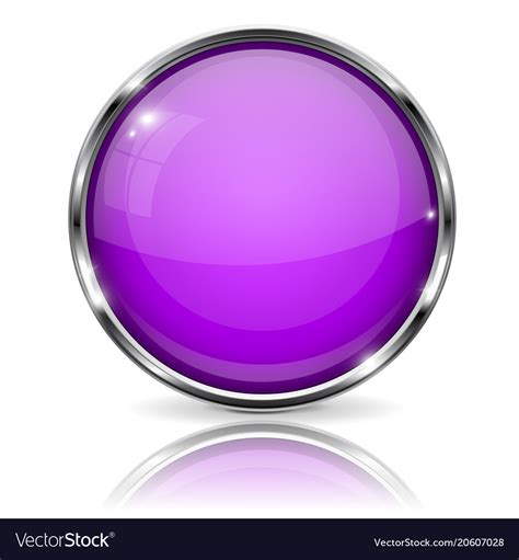 Violet Button With Chrome Frame Round Glass Shiny Vector Image