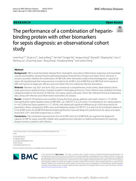 Pdf The Performance Of A Combination Of Heparin Binding Protein With Other Biomarkers For