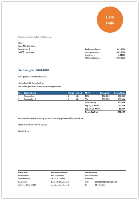 Kostenlose Excel Vorlage